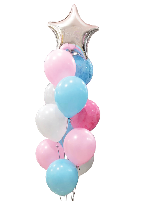 Arreglo Celeste y Rosa con Estrella – Crea Tu Globo